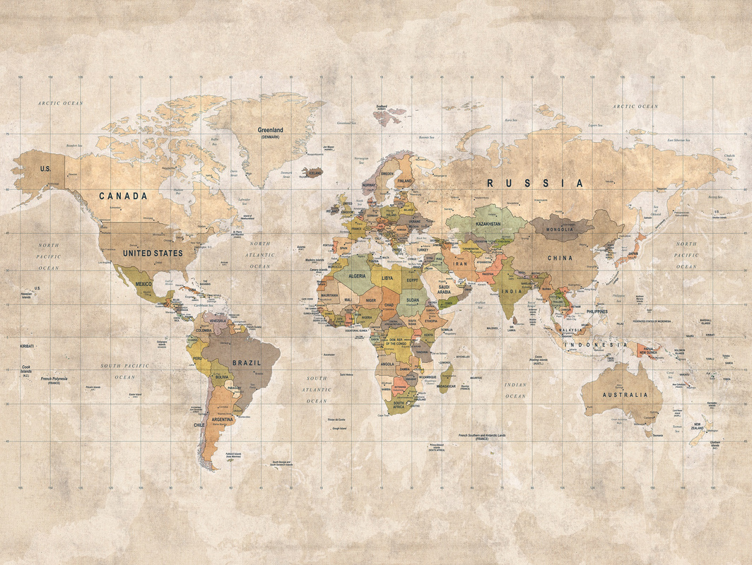 Tapeta Mural ML3001 World Map - Grandeco - Sklep Tanie Fototapapety